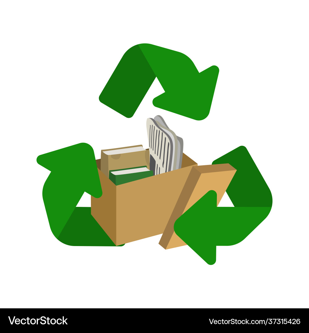 Cardboard and paper recycle symbol Royalty Free Vector Image