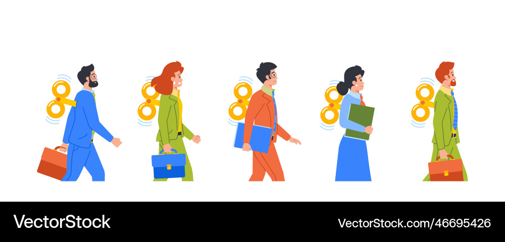 Clockwork toy businesspeople with keys in backs Vector Image