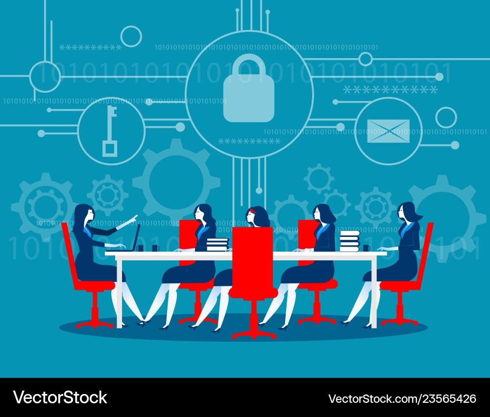 Cyber security business meeting concept Royalty Free Vector