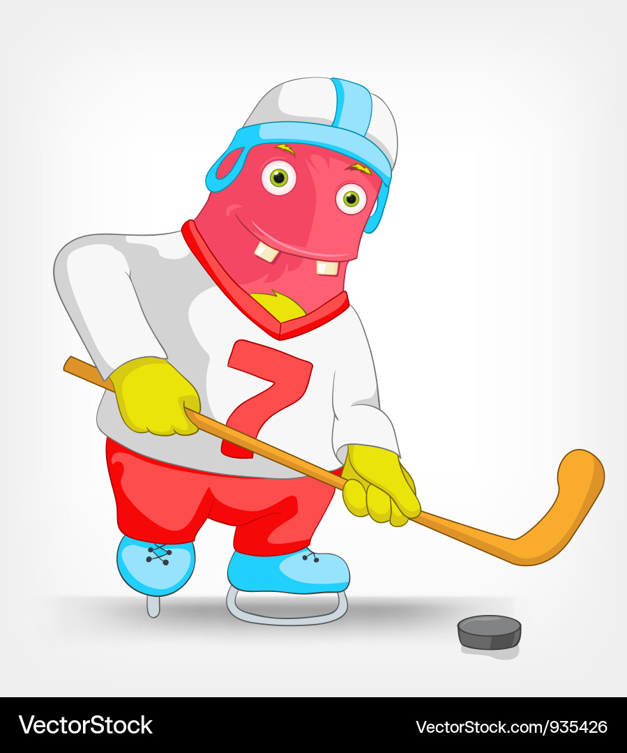 Funny monster hockey Royalty Free Vector Image