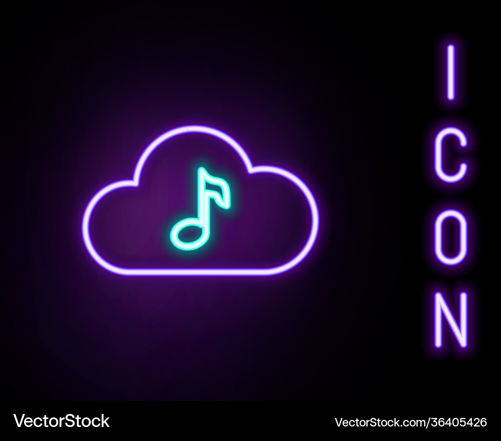 Glowing neon line music streaming service icon Vector Image
