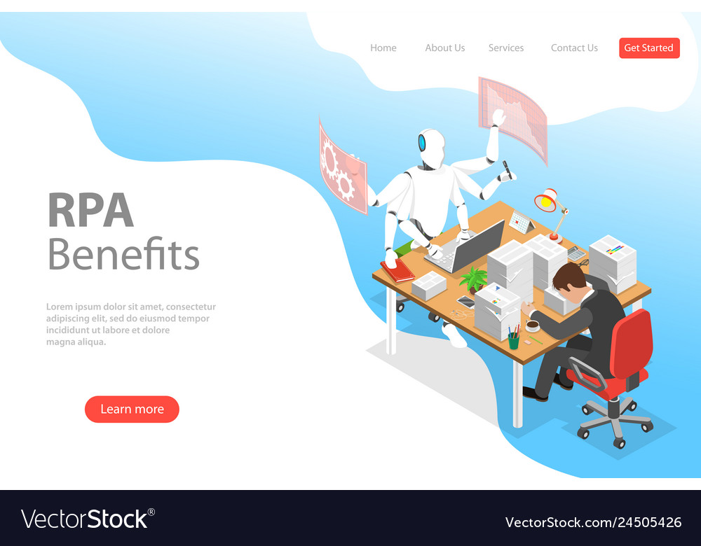 Isometric flat landing page template rpa Vector Image Isometric flat landing page template rpa Vector Image