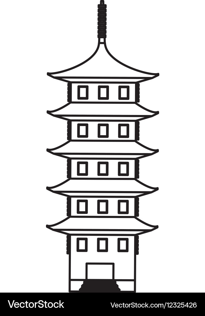 Japanese building isolated icon Royalty Free Vector Image