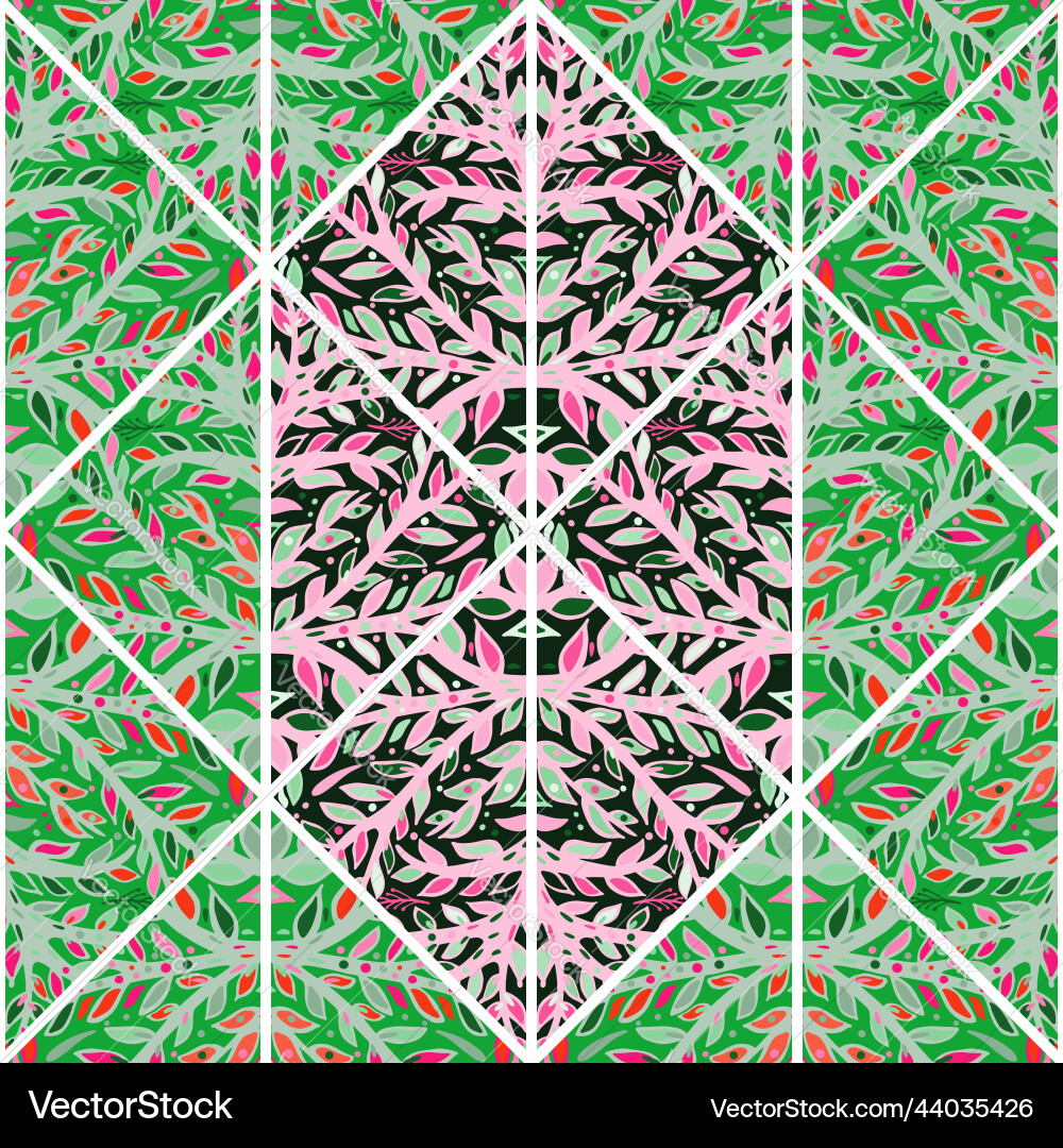 Leaves mosaic seamless pattern hand drawn branch Vector Image