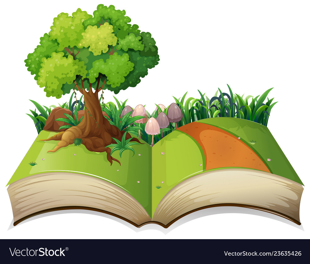 Open book nature landscape Royalty Free Vector Image Open book nature landscape Royalty Free Vector Image
