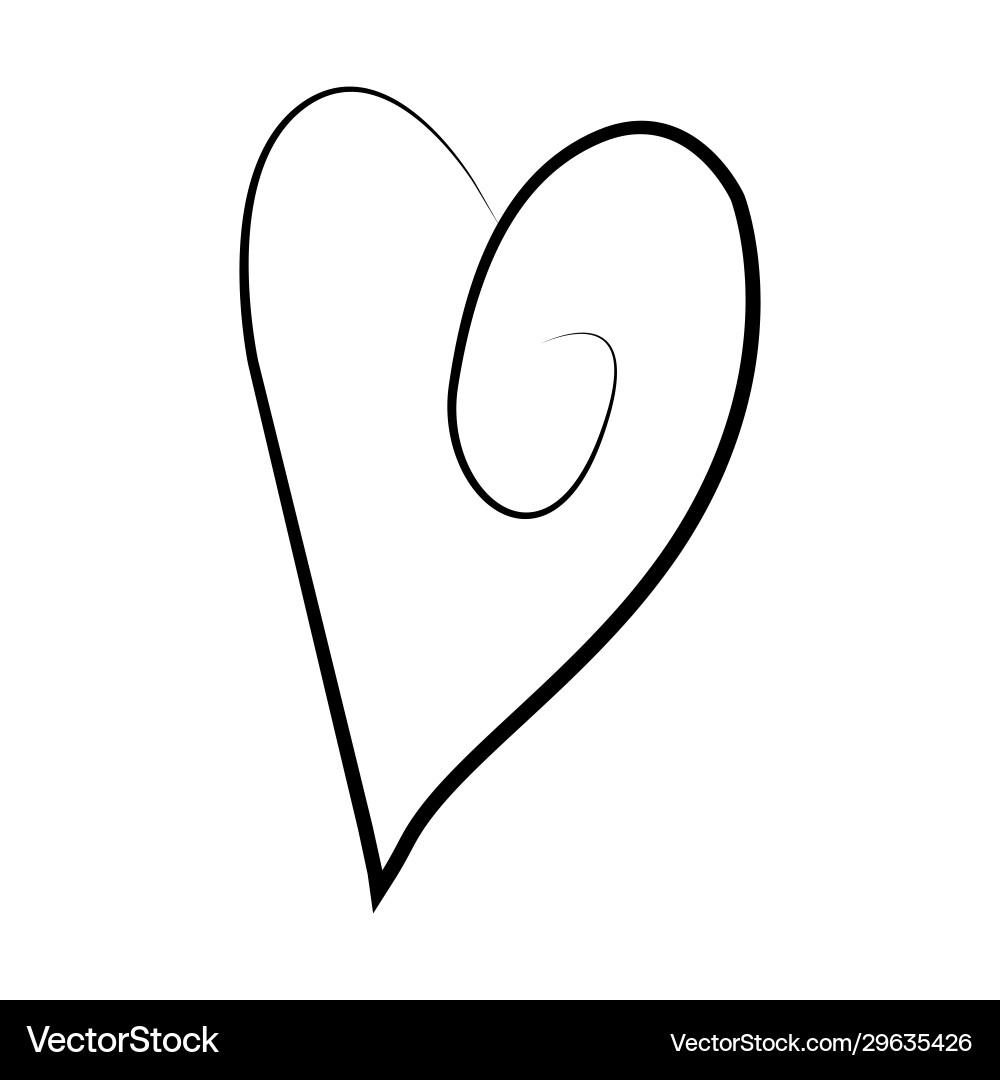 Outline hand drawn heart icon collection Vector Image