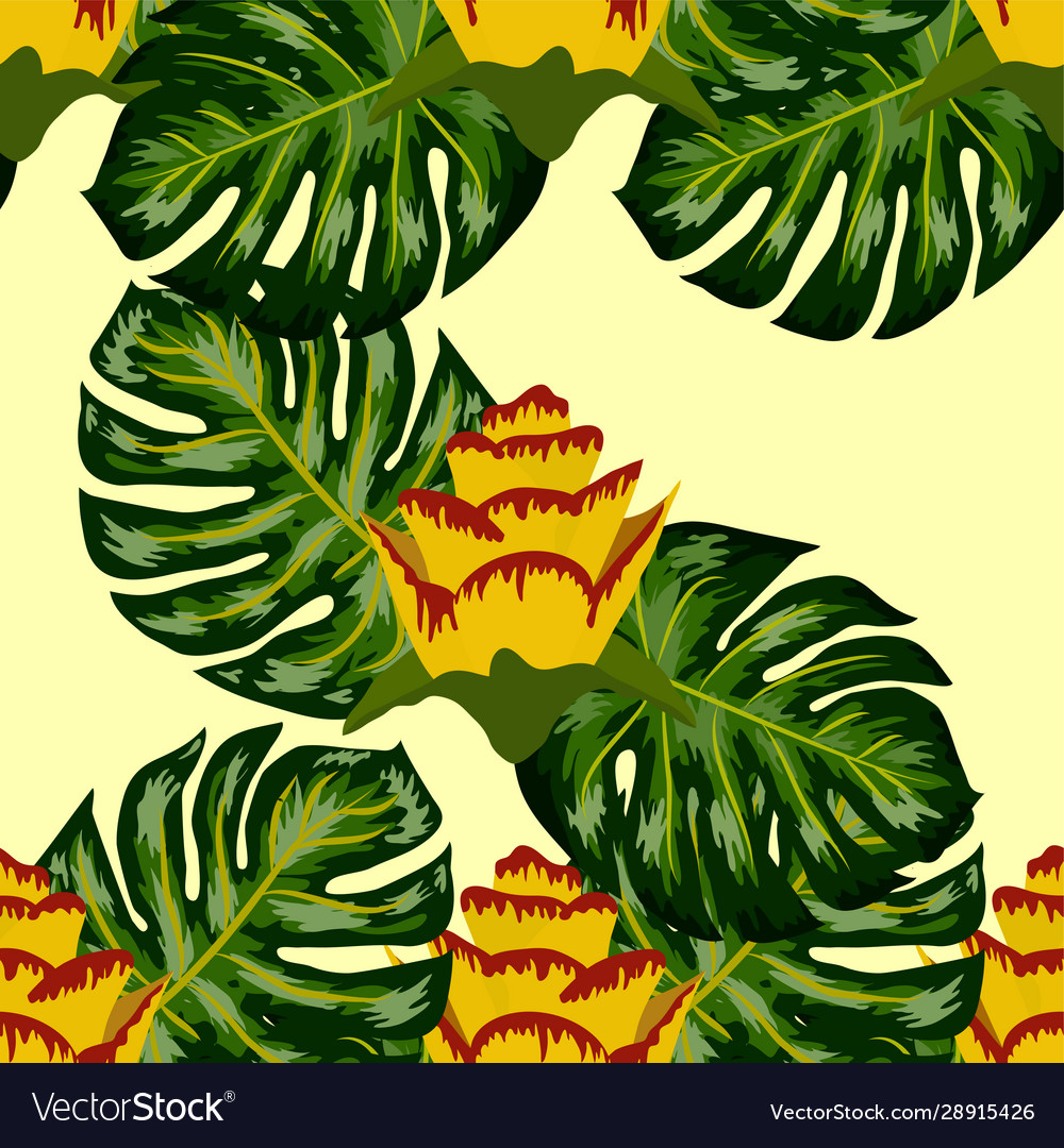 Summer seamless tropical pattern with bright Vector Image