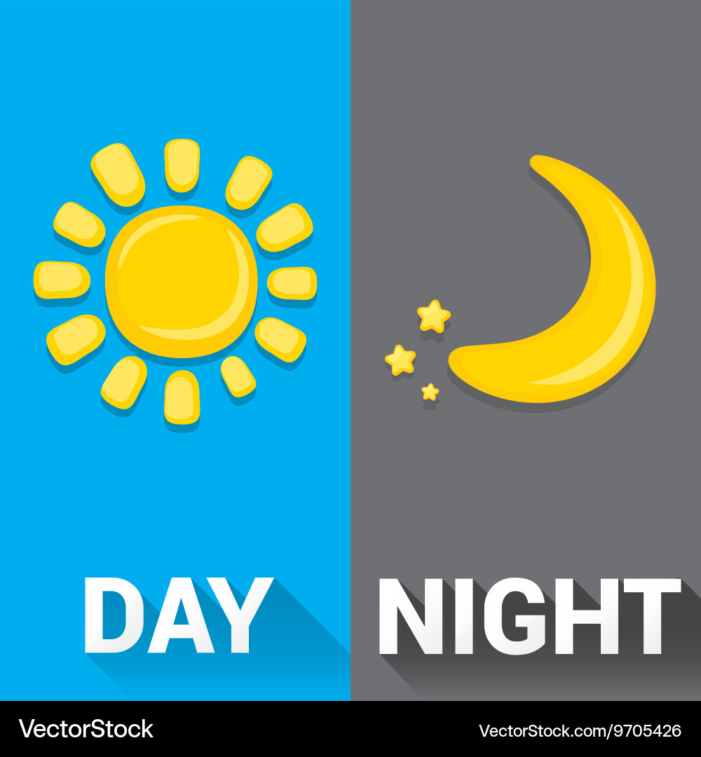 Sun and moon in sky day night Royalty Free Vector Image