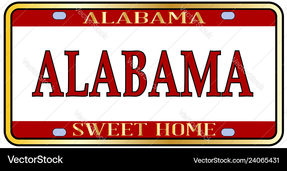Alabama state name license plate Royalty Free Vector Image
