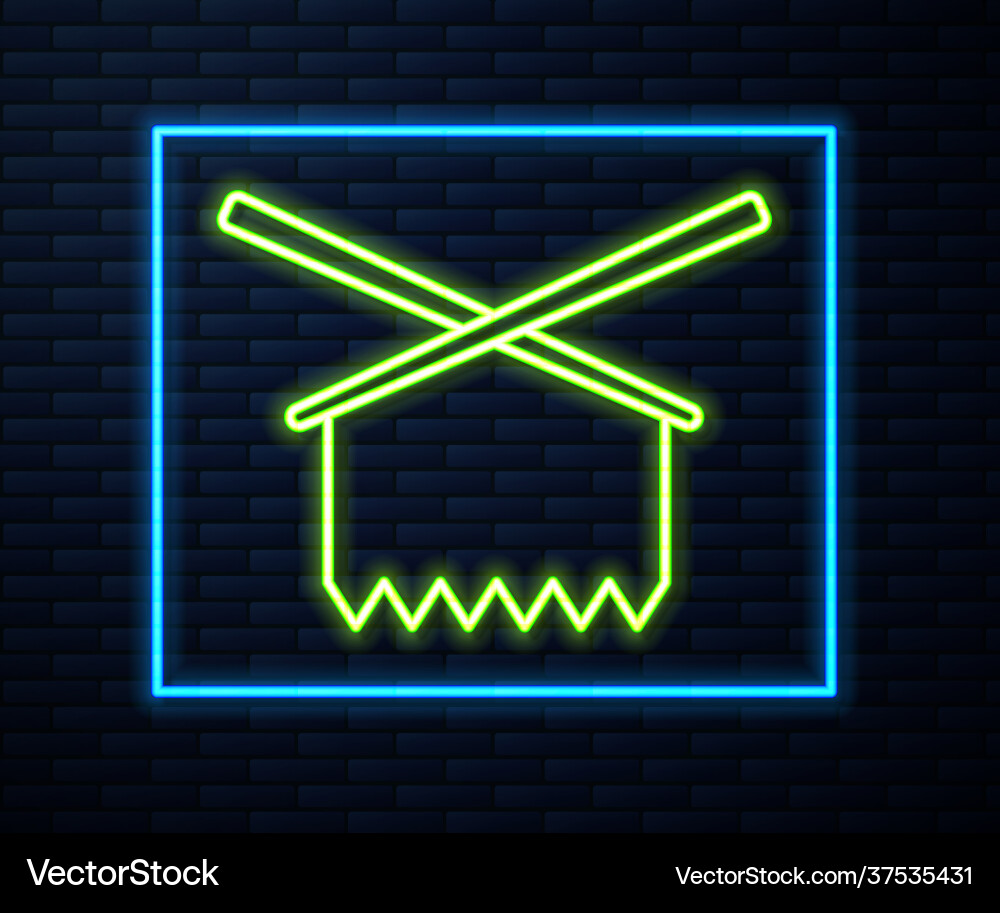 Glowing neon line knitting needles icon isolated Vector Image