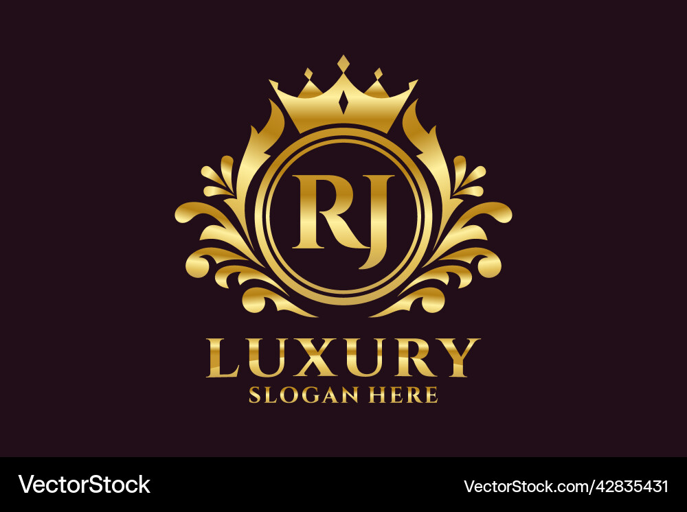 Initial rj letter royal luxury logo template Vector Image