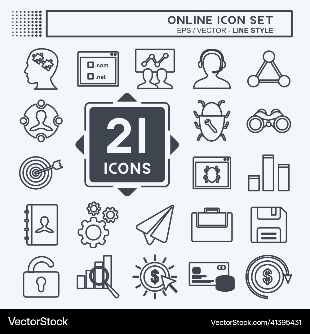 Online icon set in trendy line style isolated Vector Image