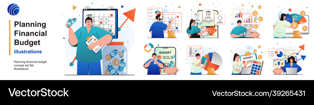 Planning financial budget isolated set accounting Vector Image