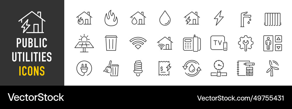 Public utilities web icons in line style rent Vector Image