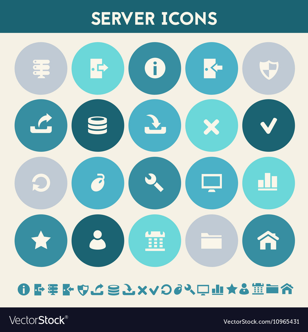Server icon set multicolored flat buttons Vector Image