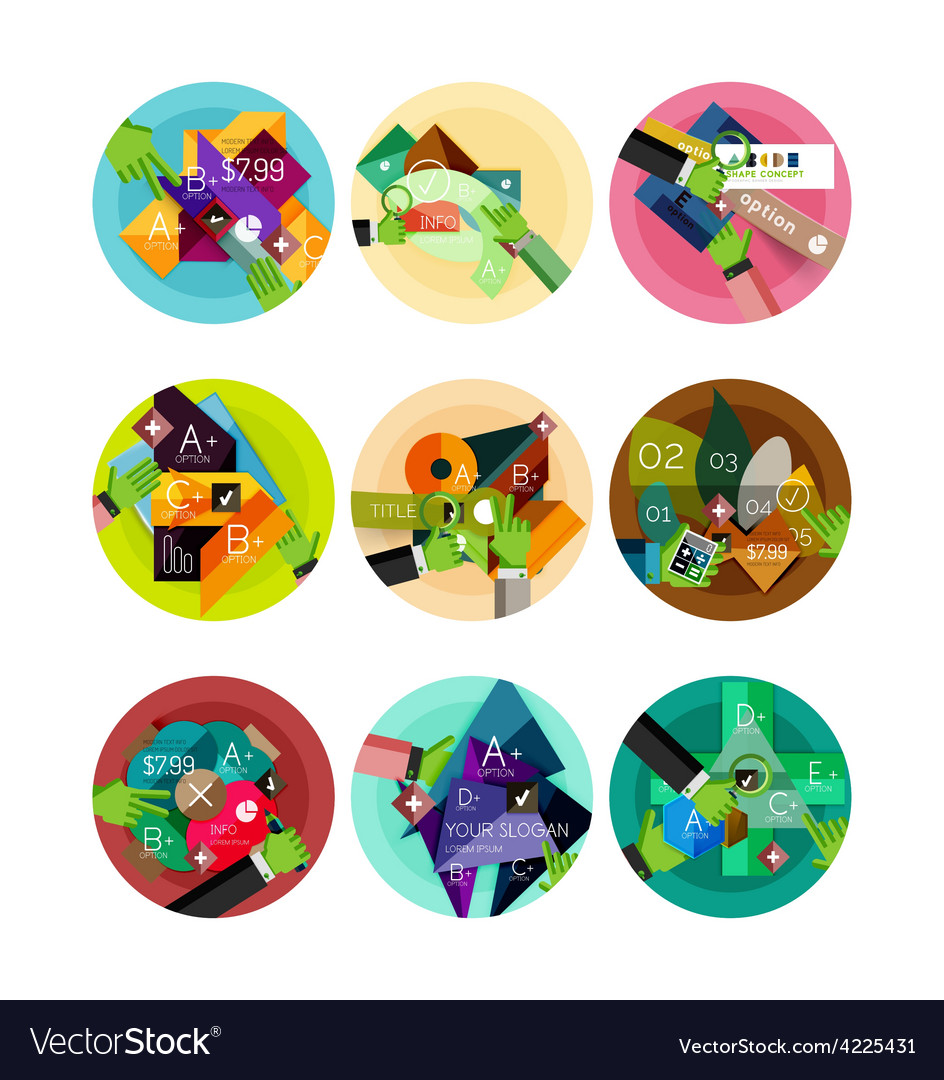 Set of flat design circle infographic icons Vector Image