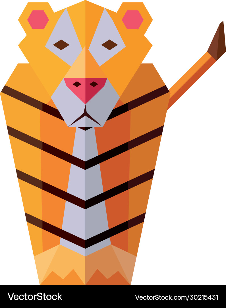 Tiger geometric wild animals on white background Vector Image