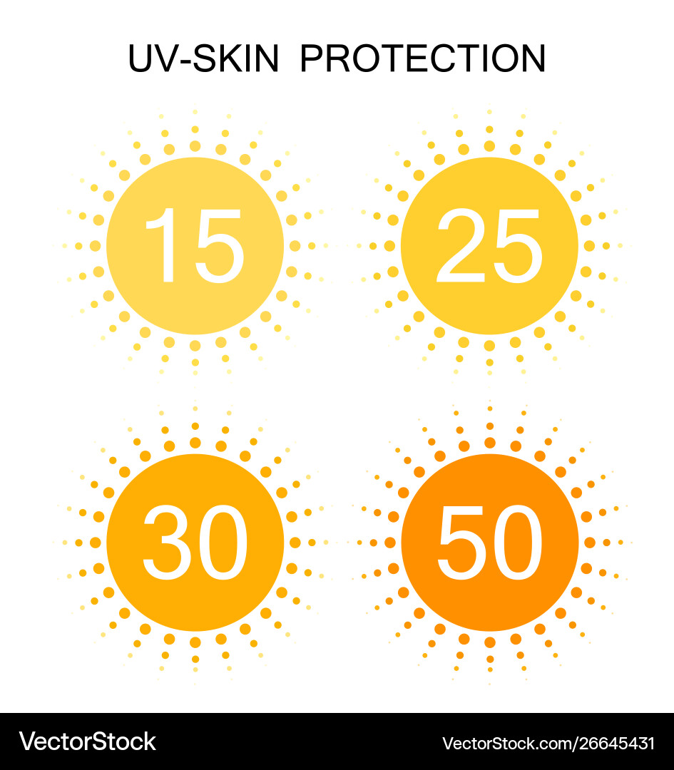 Uv-protection sun sign icon collection set Vector Image