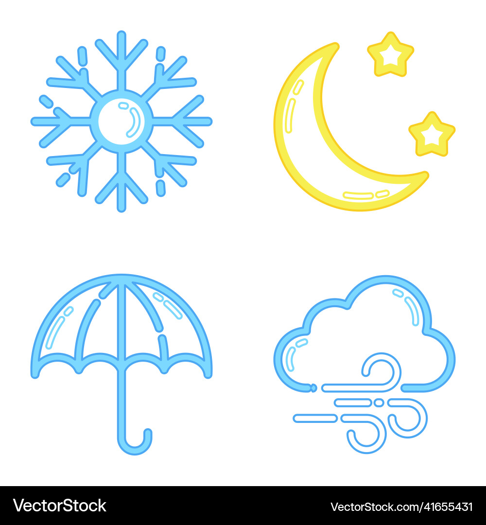 Weather color flat icon set isolated on white Vector Image