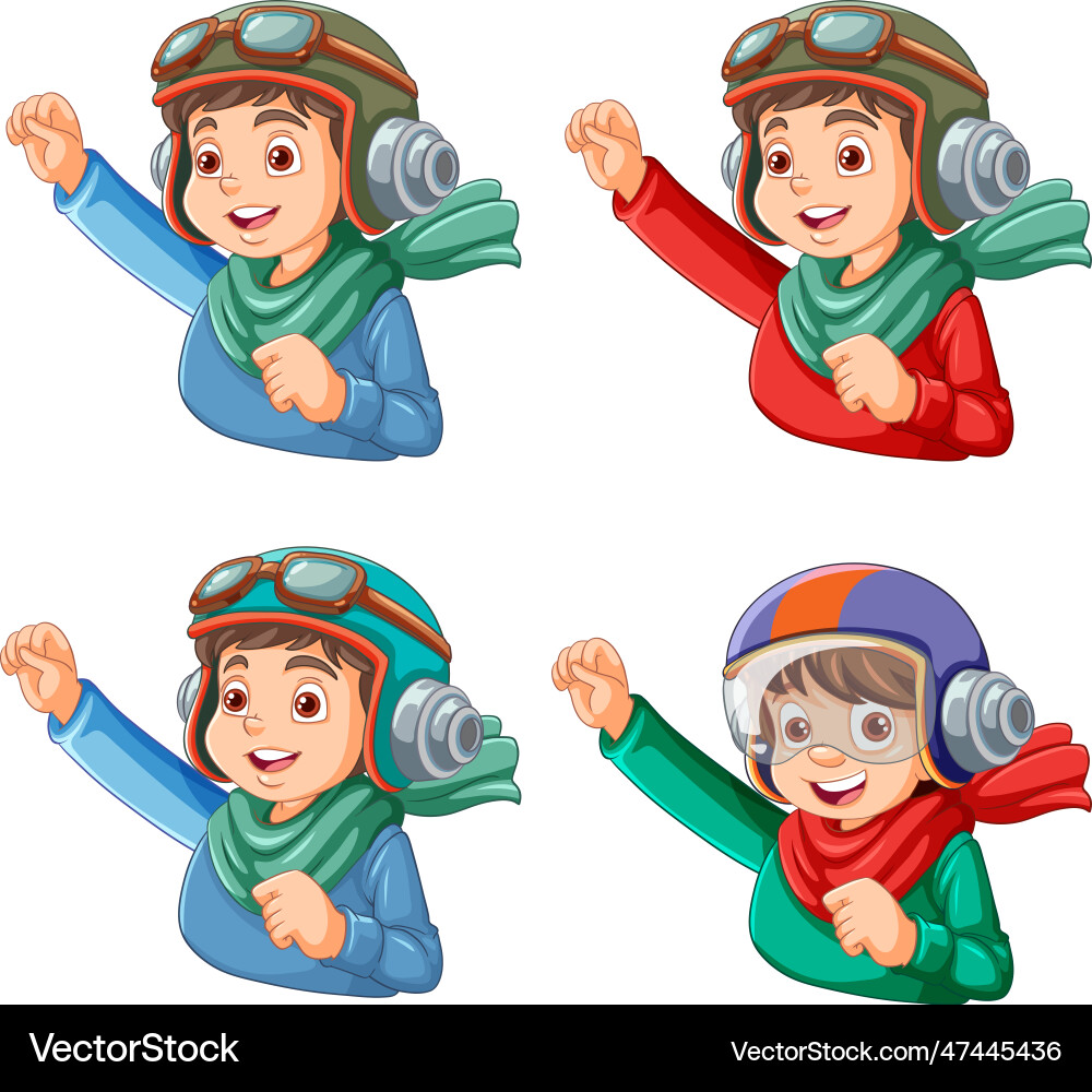 Adventure kids heads collection Royalty Free Vector Image