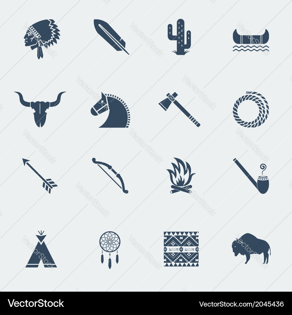 American native indians icons isoated Royalty Free Vector