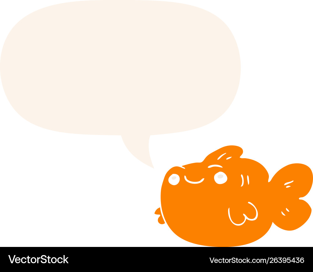 Cartoon fish and speech bubble in retro style Vector Image