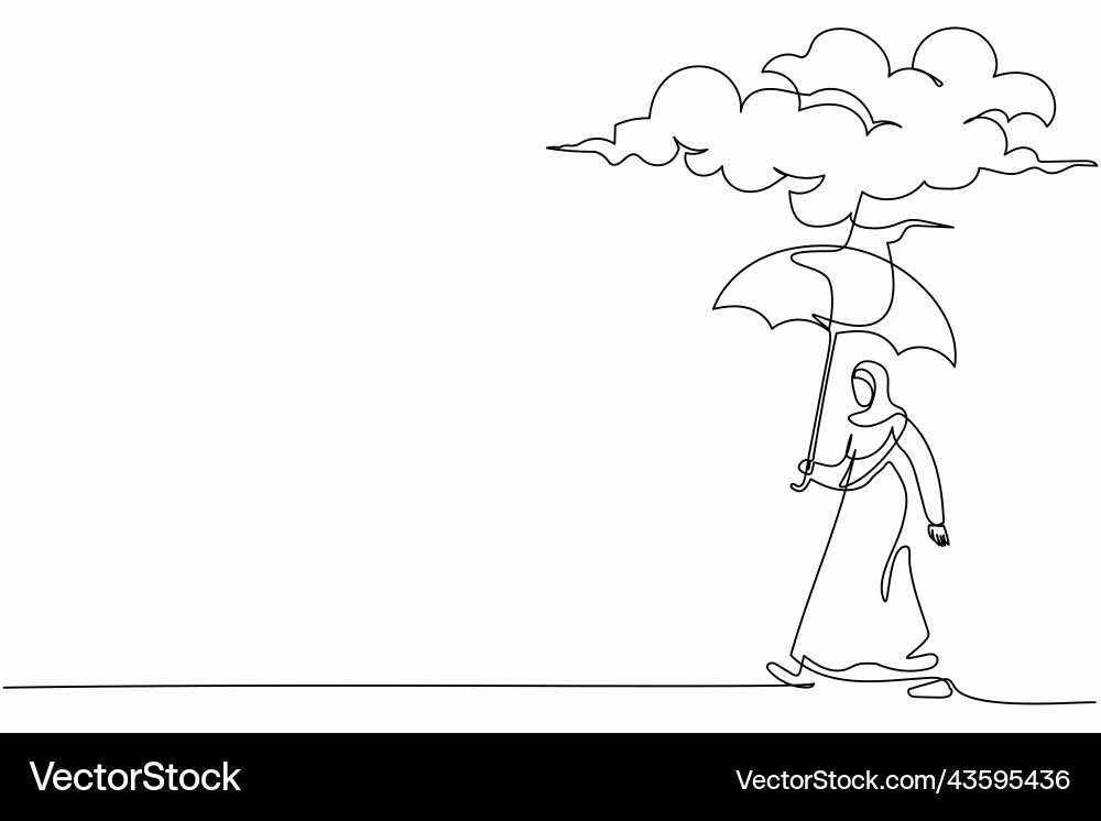 Continuous one line drawing sadness arabian Vector Image