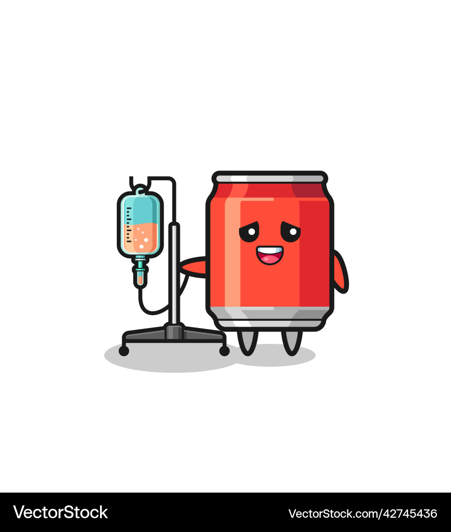 Cute drink can character standing with infusion Vector Image
