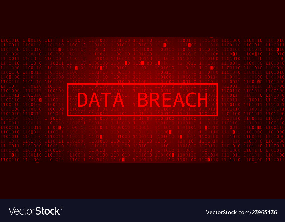 Digital binary code on dark red bg data breach Vector Image