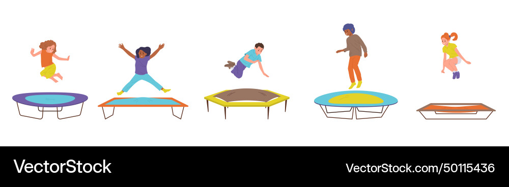 Energetic children cartoon character jumping Vector Image