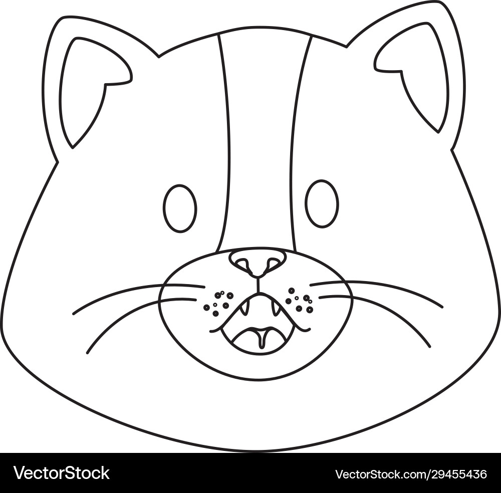 Face cute little cat line style icon Royalty Free Vector
