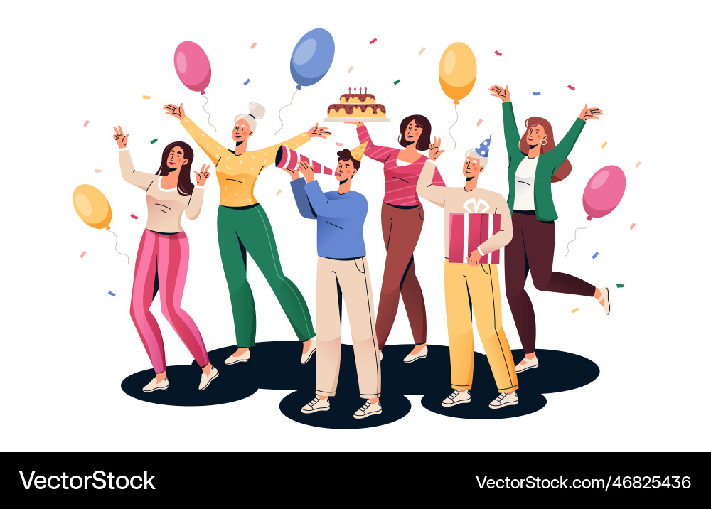 Group of people celebrating Royalty Free Vector Image
