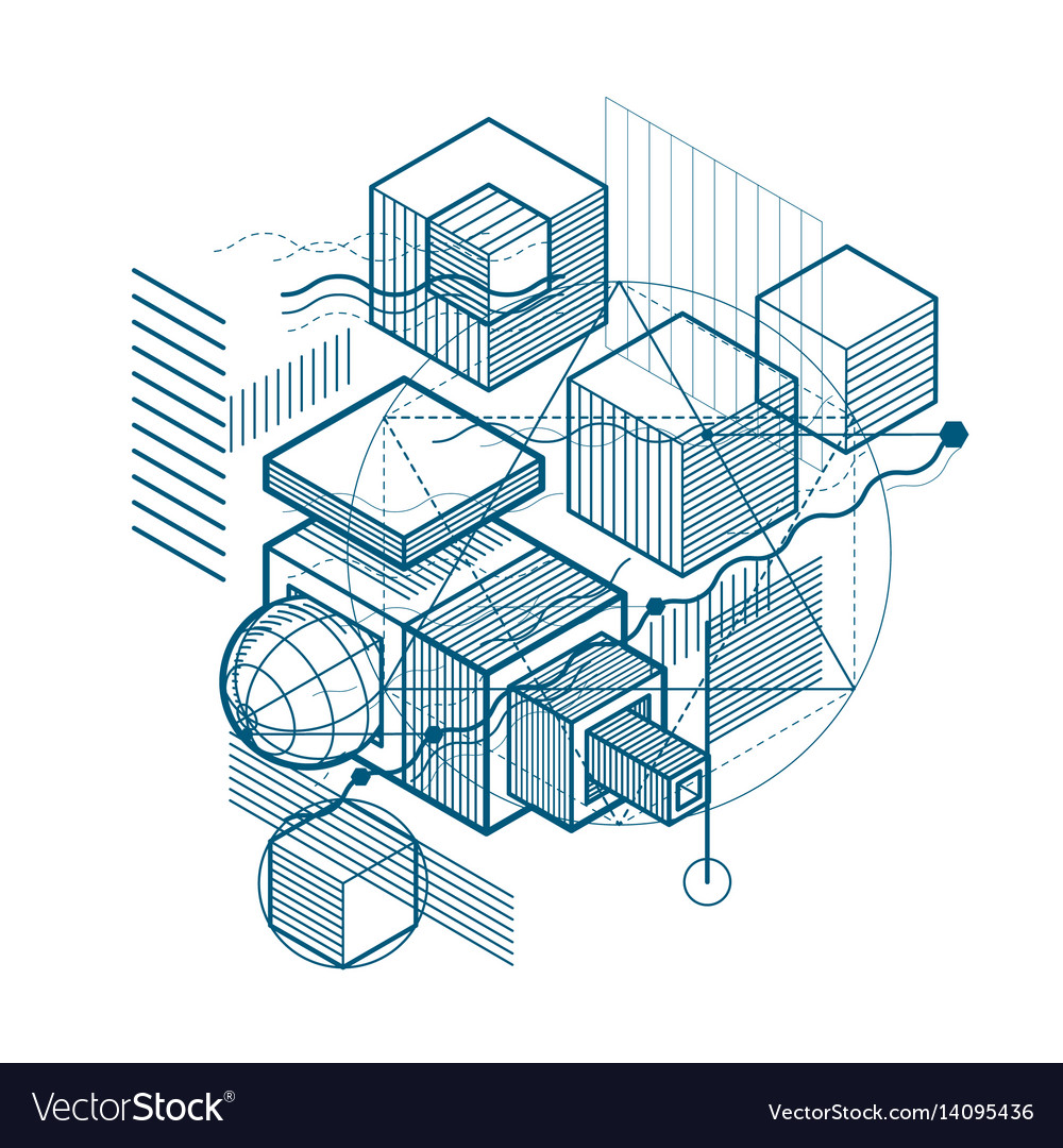 Isometric abstraction with lines and different Vector Image