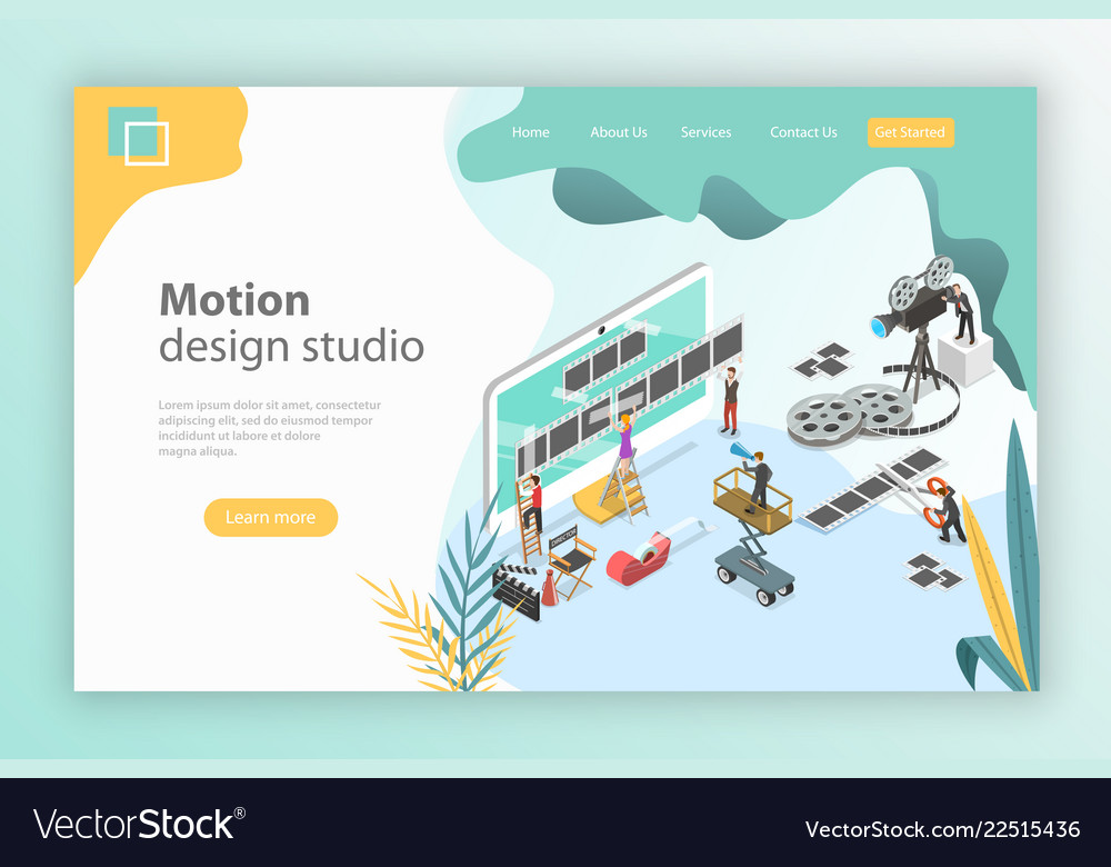 Isometric flat landing page template Royalty Free Vector