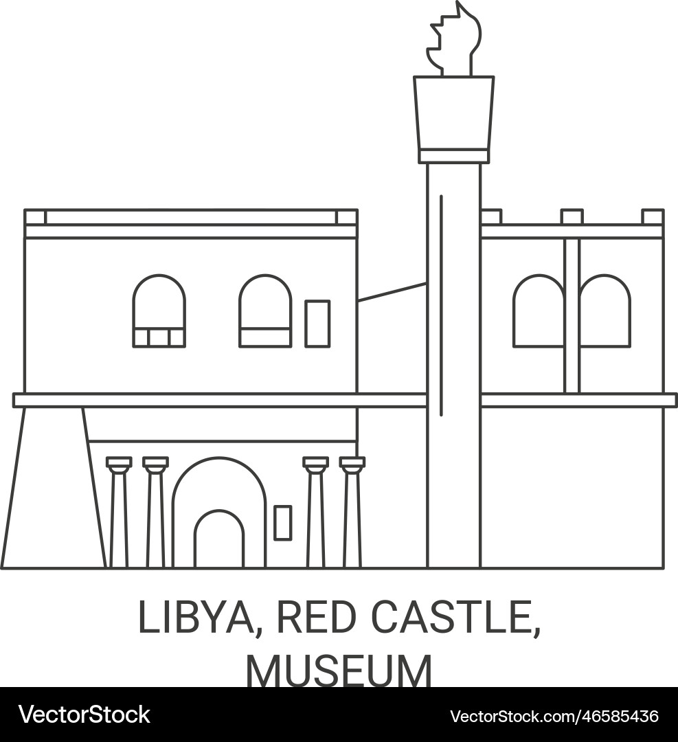 Libya red castle museum travel landmark Royalty Free Vector