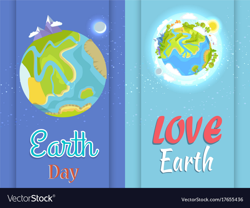 Love earth day poster with planet in night Vector Image