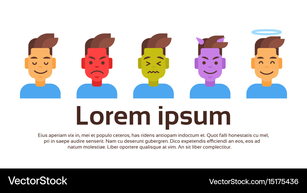 Profile icon male different emotion set avatar Vector Image