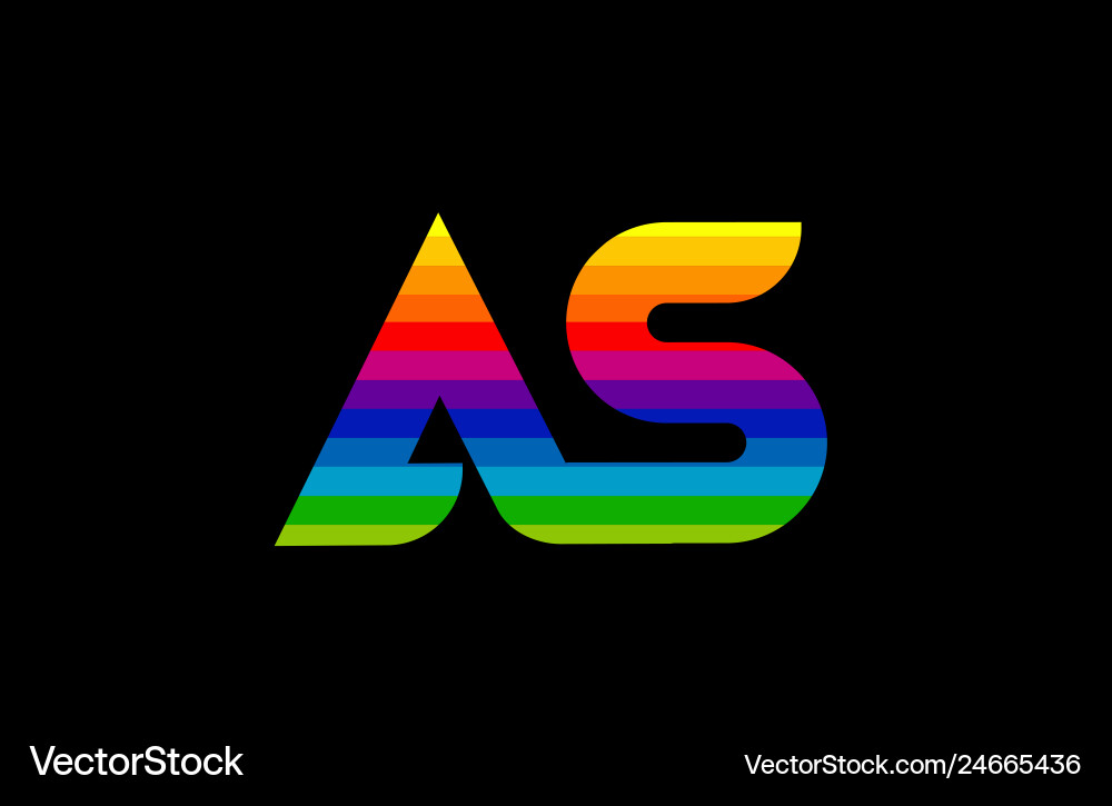 Rainbow color colored colorful alphabet letter as Vector Image