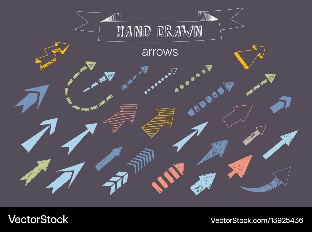 Unique collection of hand drawn arrows Royalty Free Vector