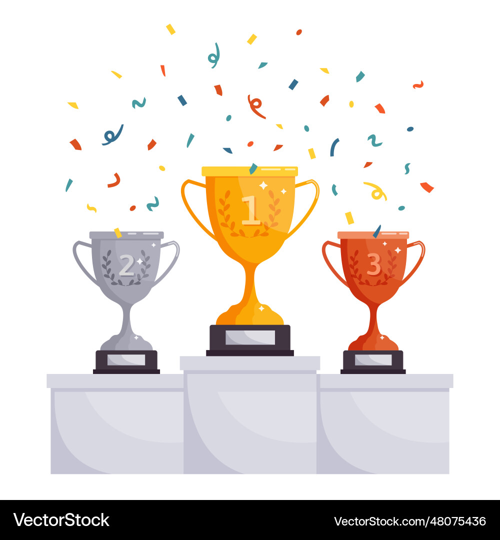 Winner podium cups gold silver bronze rewards Vector Image
