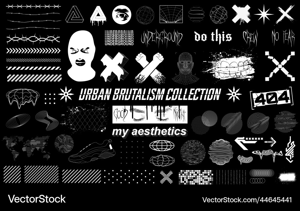 Acid graphic set trendy urban elements brutalism Vector Image