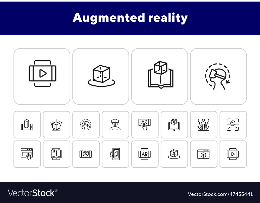 Augmented reality line icon set Royalty Free Vector Image
