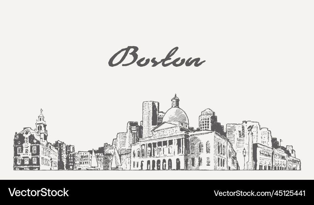Boston skyline massachusetts usa Royalty Free Vector Image
