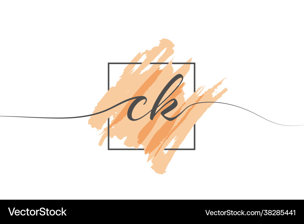 Calligraphic lowercase letters ck in a single Vector Image