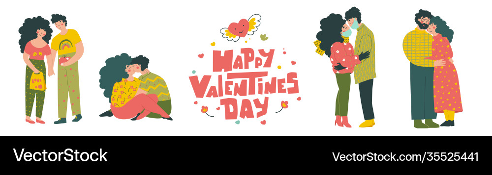 Couples lovers character set cartoon people Vector Image