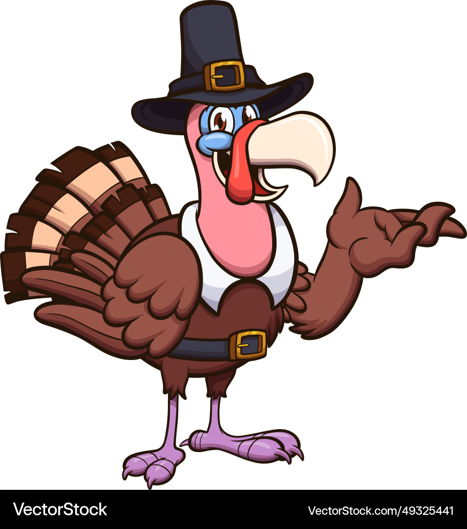 Cute cartoon thanksgiving turkey Royalty Free Vector Image