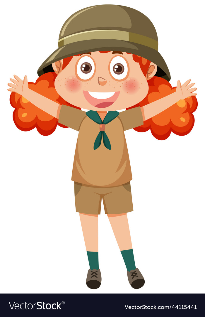 Cute Girl Scout Cartoon Character Royalty Free Vector Image