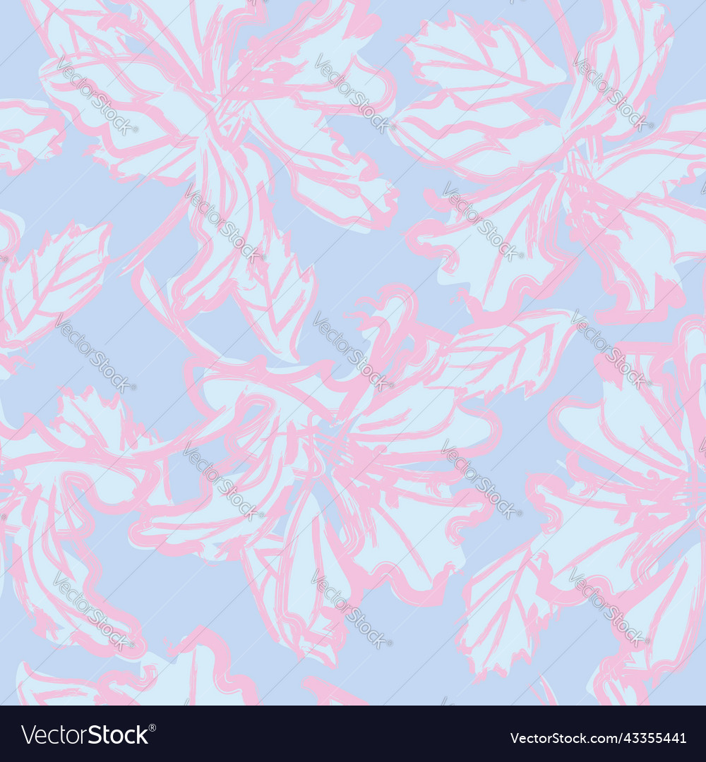 Floral brush strokes seamless pattern design Vector Image