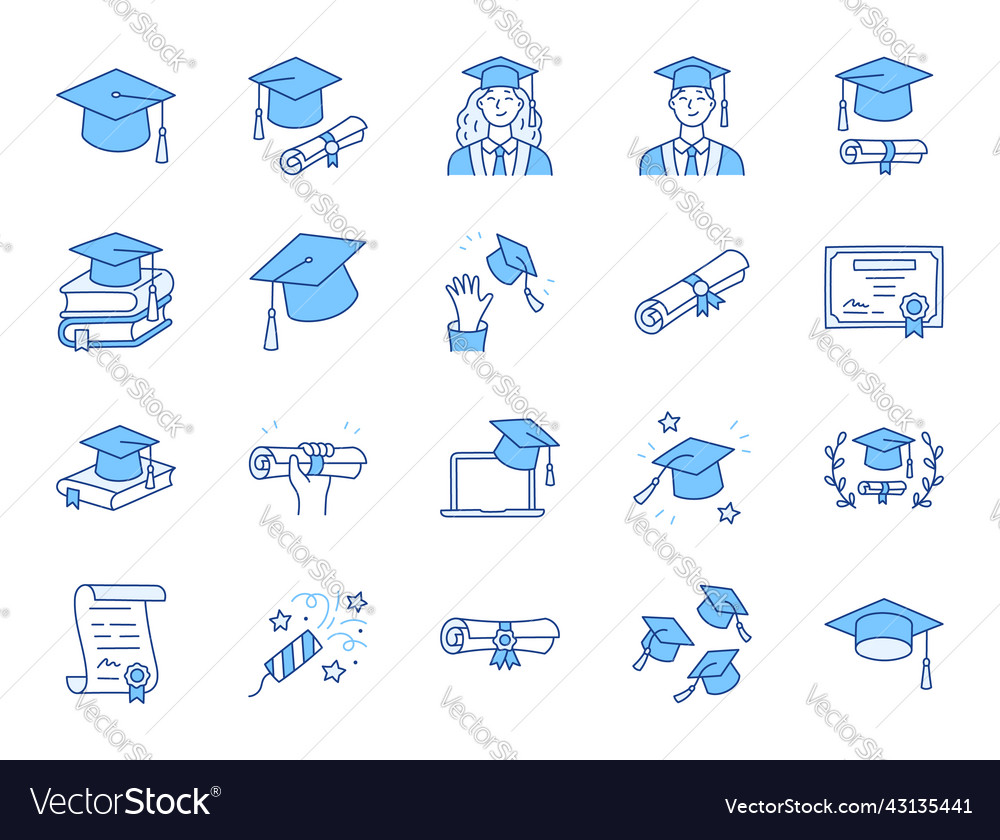 Graduation doodle including icons Royalty Free Vector Image