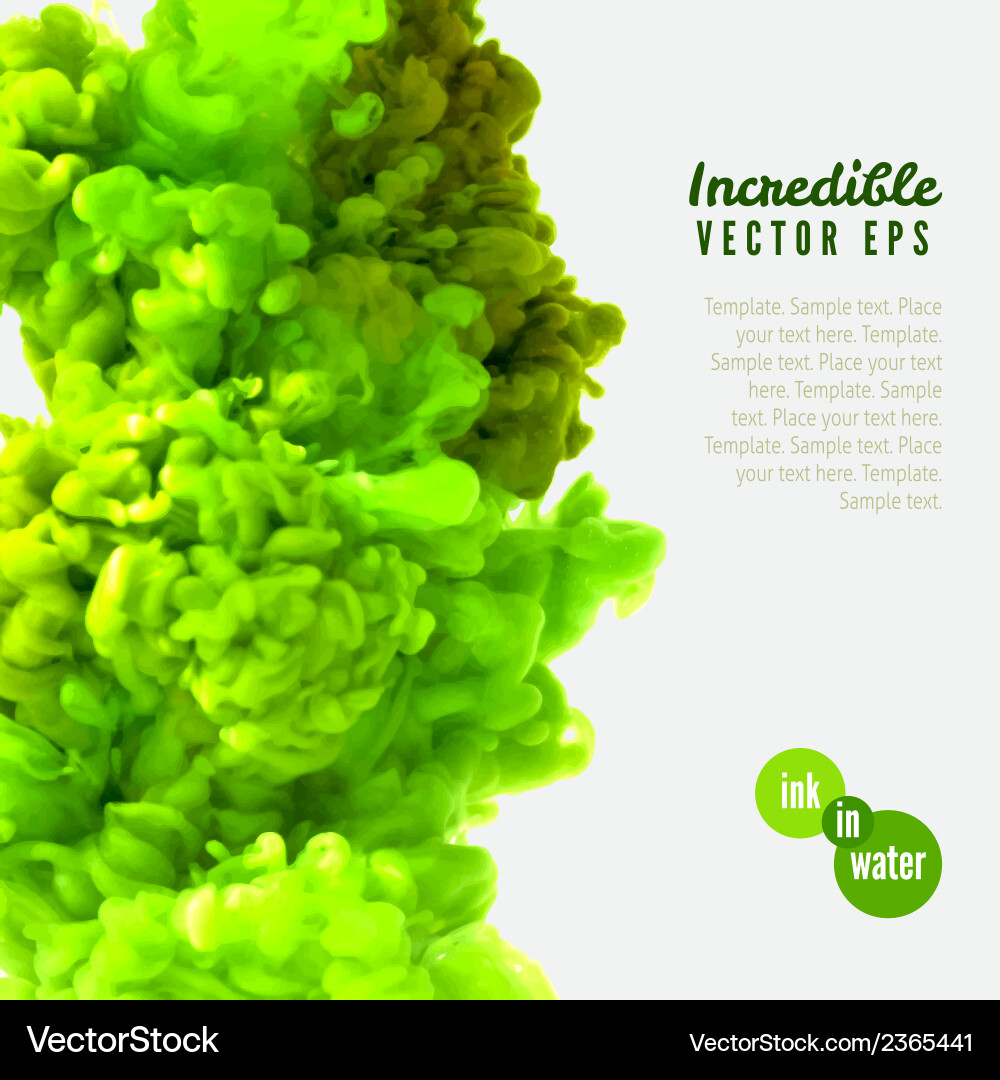 Incredible green ink in water Royalty Free Vector Image